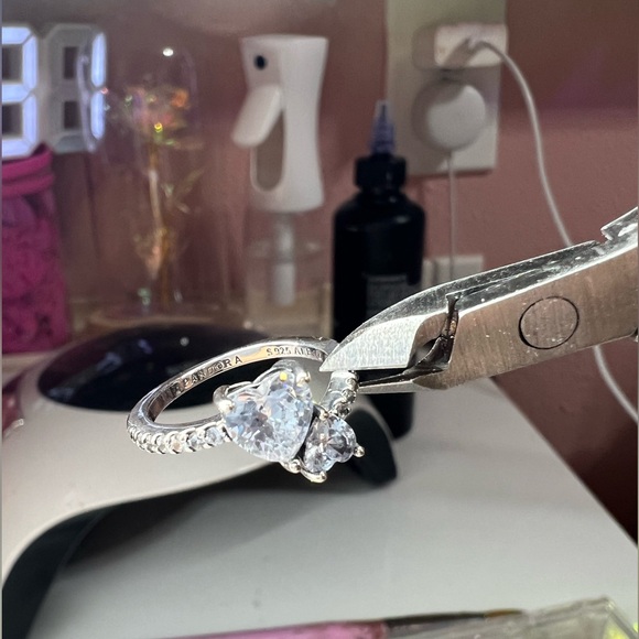 Pandora | Jewelry | Pandora Double Heart Sparkling Ring Size 6 | Poshmark